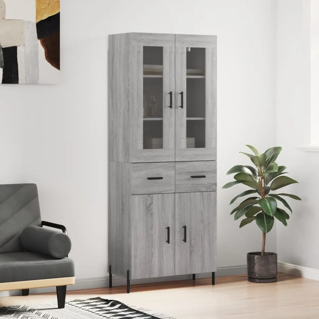 Skříň highboard šedá sonoma 69,5 x 34 x 180 cm kompozitní dřevo