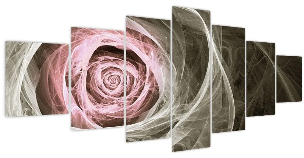 Obraz - Abstraktní růže světle růžová (210x100 cm)