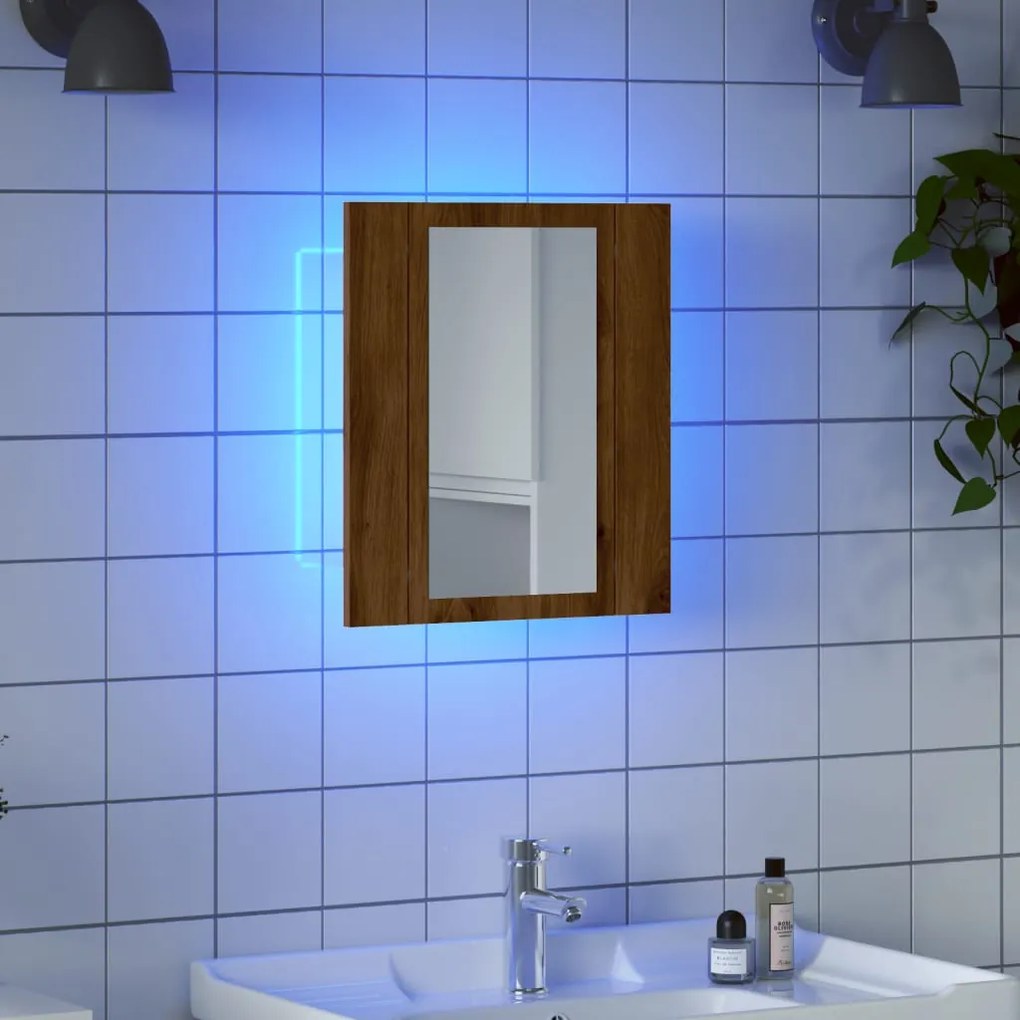 Zrcadlová skříňka LED dub artisan 40x12x45 cm kompozitní dřevo