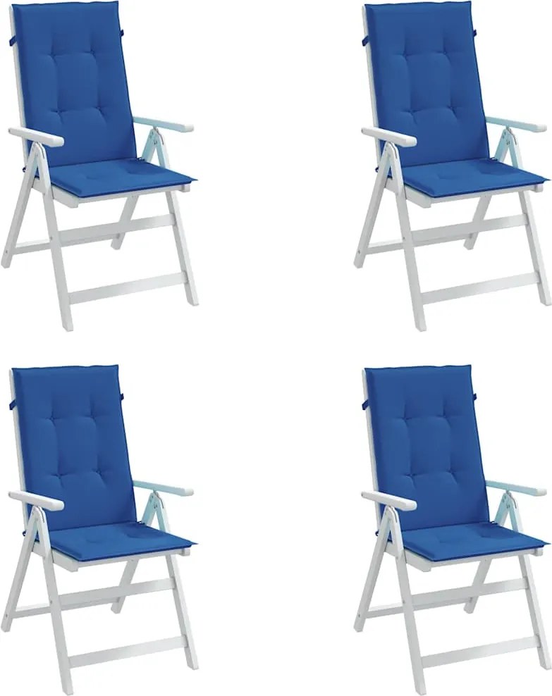 Podušky na židli vysoké opěradlo 4ks královsky modré 120x50x3cm 314117