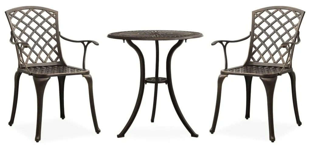 3dílný bistro set litý hliník bronzový 315591