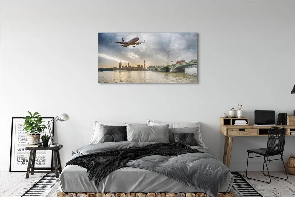 akrylový obraz letadel mraky 125x50 cm