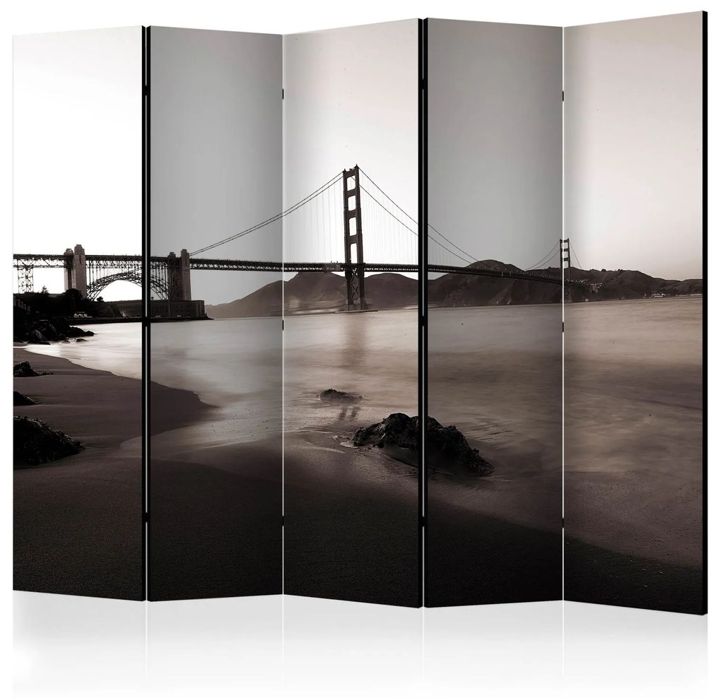 Paraván - San Francisco: Golden Gate Bridge in black and white II [Room Dividers] 225x172