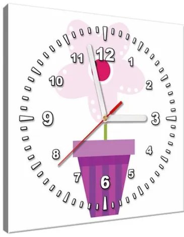Tištěný obraz s hodinami Kvítek v květináči 30x30cm ZP4042A_1AI