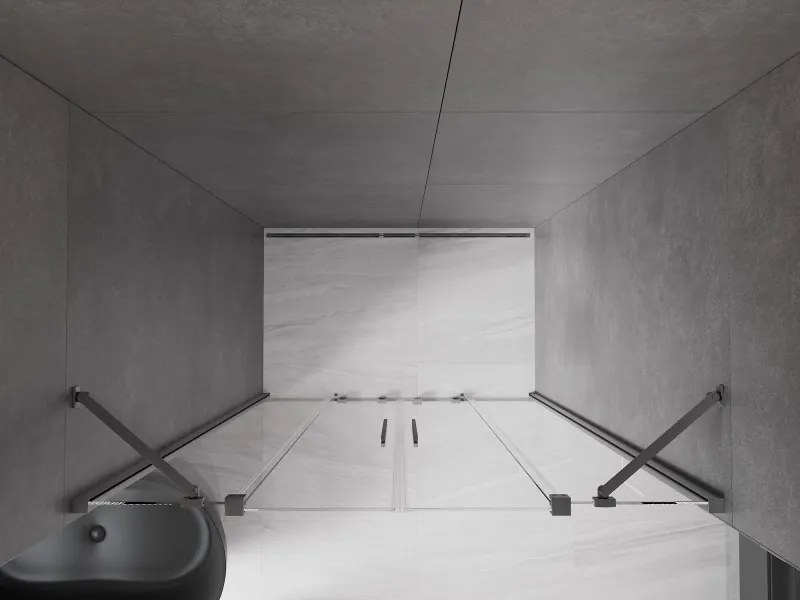 Mexen Velar Duo, posuvné dveře do otvoru 170x200 cm, 8mm čiré sklo, grafitová matná, 871-170-000-02-66