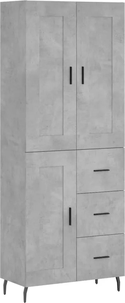 Skříň highboard betonově šedá 69,5x34x180 cm kompozitní dřevo 3200021