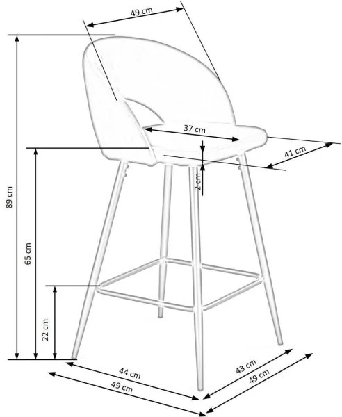 Barová židle 89x49 cm šedá/černá