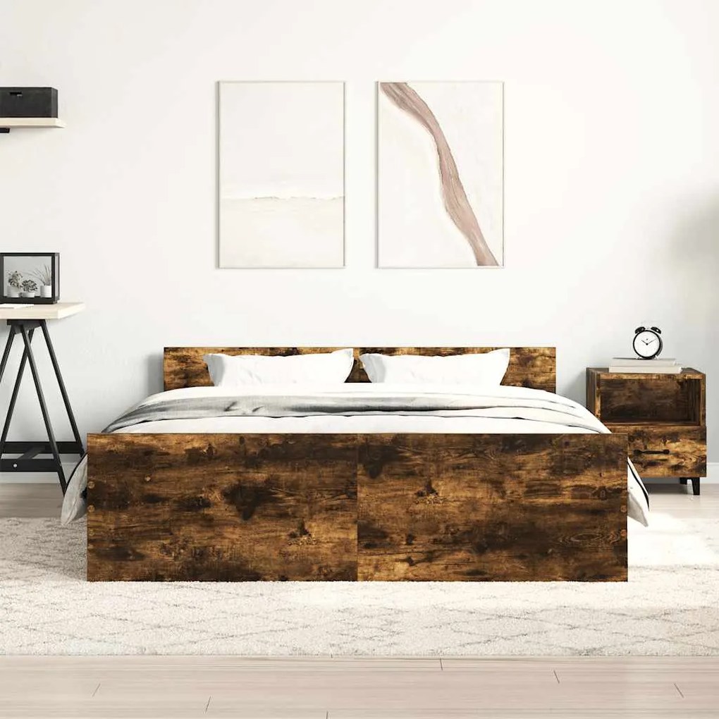 Rám postele s hlavovým a nožním čelem kouřový dub 120 x 200 cm 3203744