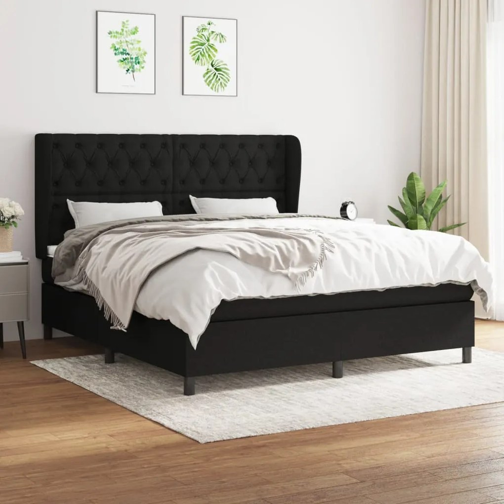 Box spring postel s matrací černá 160x200 cm textil 3128215