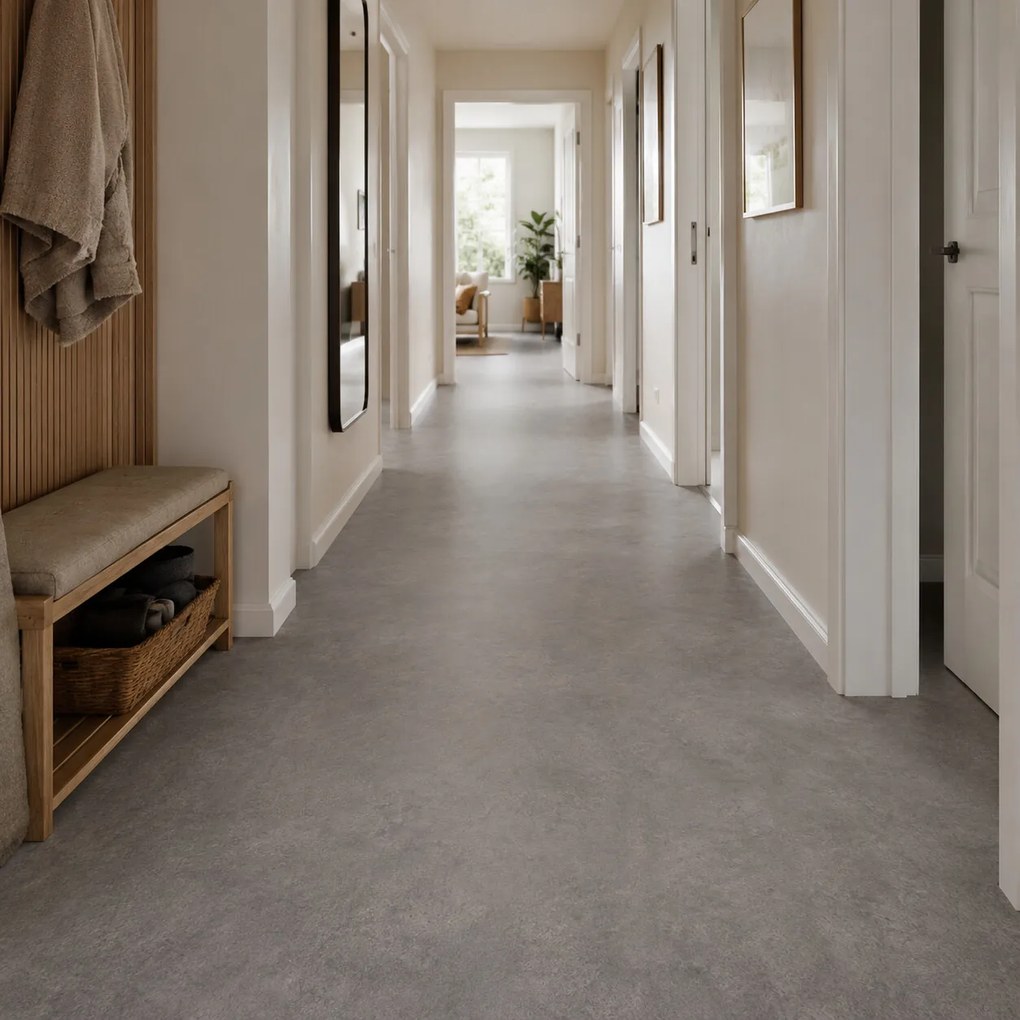 Beaulieu International Group, PVC podlaha - lino Texo 2321, na míru, šíře 2m,3m,4m, šedá, filc, chodba / předsíň