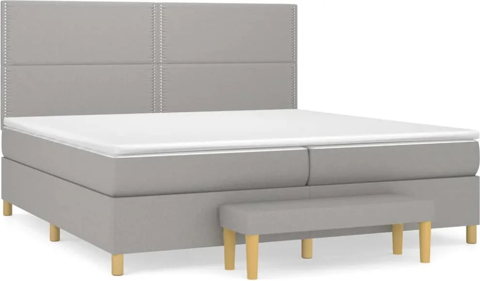 Box spring postel s matrací světle šedá 200 x 200 cm textil 3137101