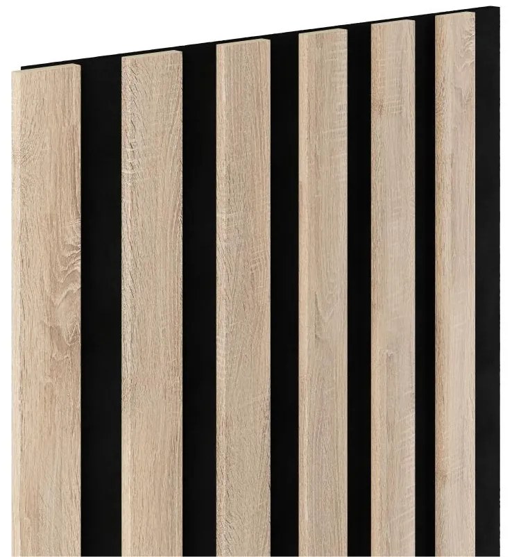 Akustické dekorační panely SLIM, dub sonoma 3D lamely na filcovém podkladu, rozměr 270 x 30 cm, IMPOL TRADE