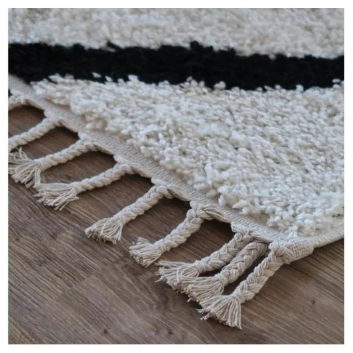 Kusový koberec Shaggy Cross bílý 140x190cm