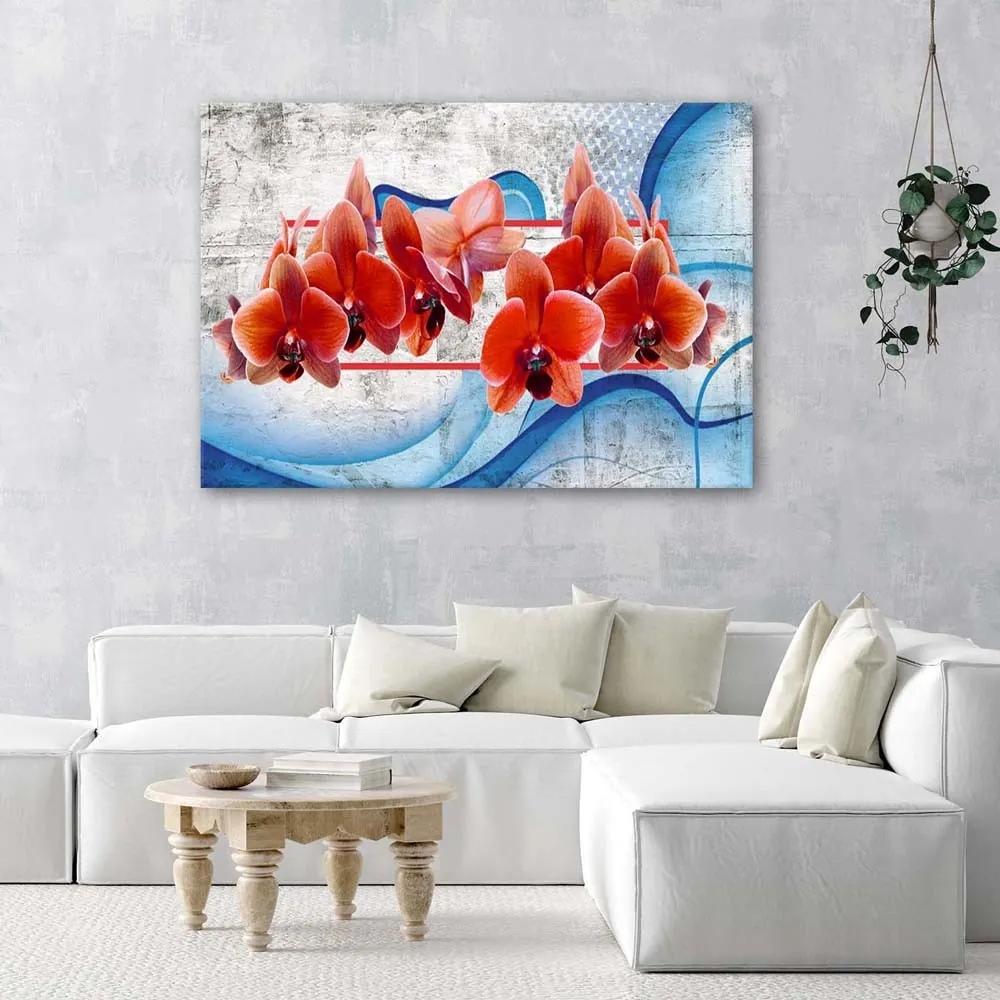 Obraz na plátně Červené květy orchidejí - 100x70 cm