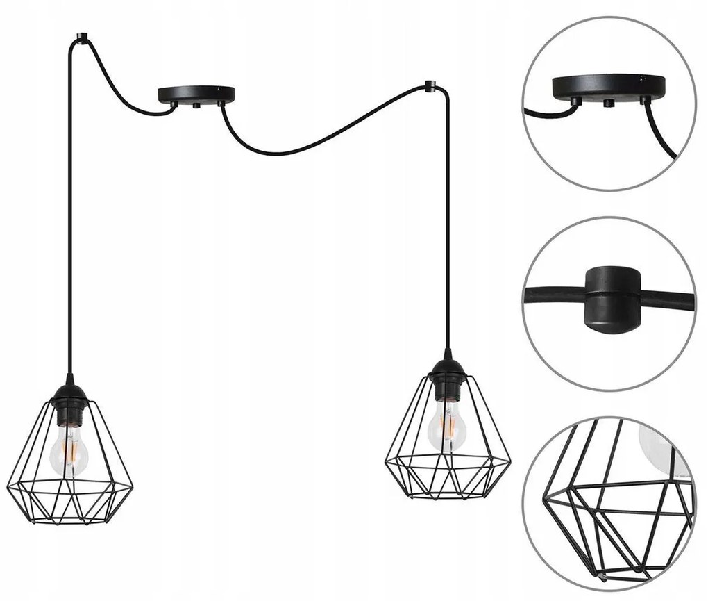 Závěsné svítidlo Fusion Spider, 2x drátěné stínítko (výběr ze 2 barev)