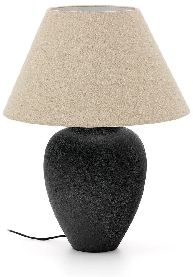Černo-béžová stolní lampa s textilním stínidlem (výška 60 cm) Mercadal – Kave Home Biano.cz