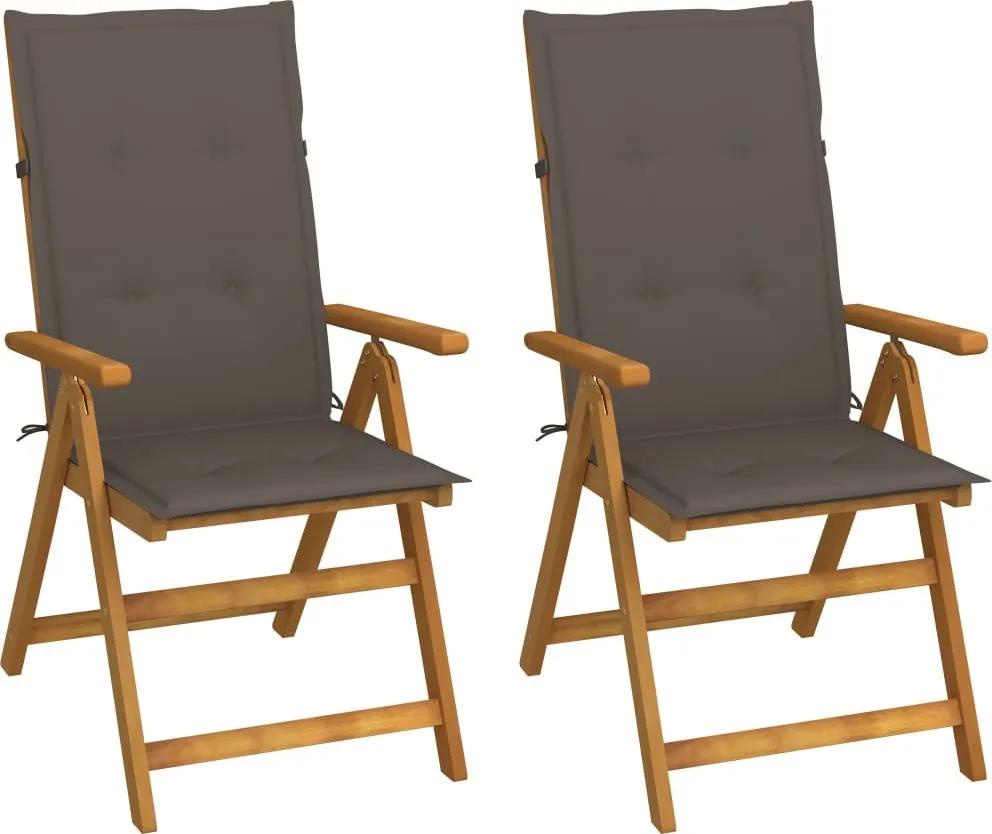 vidaXL Zahradní polohovací židle s poduškami 2 ks masivní akácie [3064068] Barva: Béžová