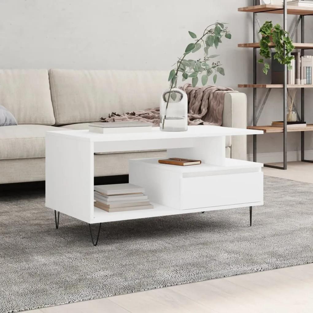 vidaXL Konferenční stolek 90x49x45 cm kompozitní dřevo [831023] Barva: Bílá