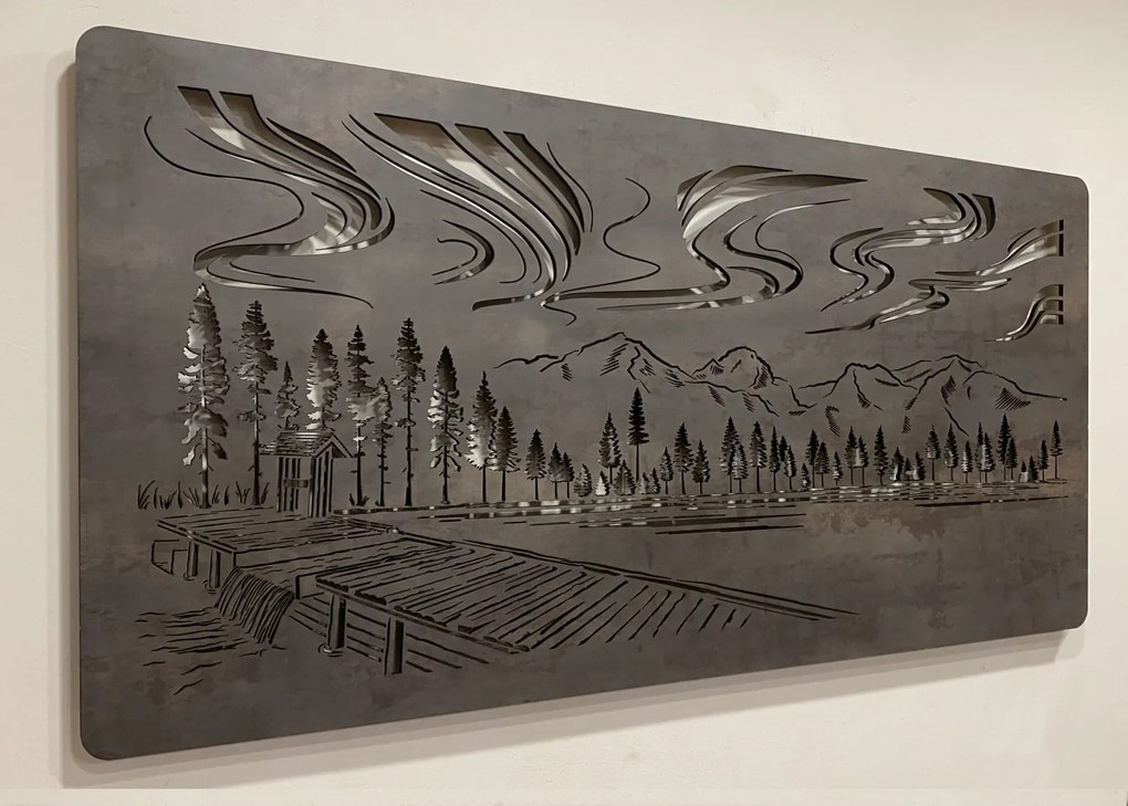 Li-Go "Polární záře" světelný RGBW obraz 230V 120x60 cm provedení povrchu: bříza