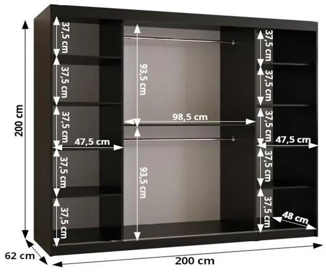 Šatní skříň Paproč | 200 cm | černá