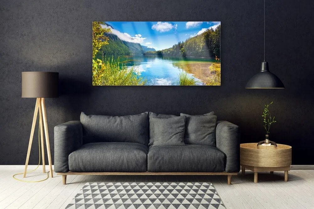 Plexisklo-obraz Hory Les Příroda Jezero 120x60 cm