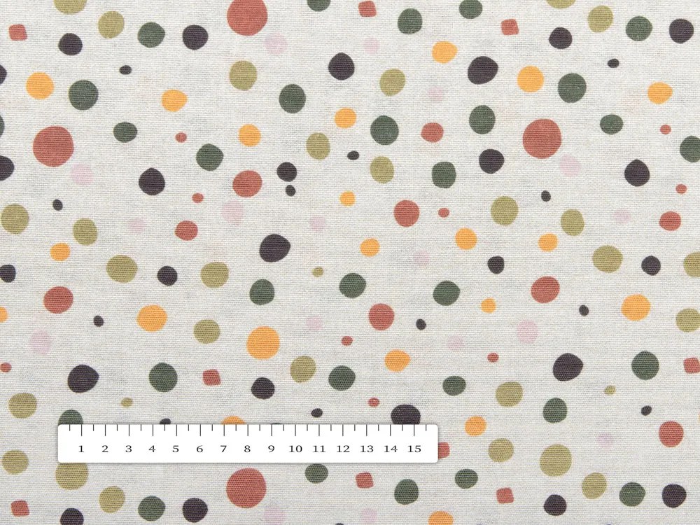 Biante Dekorační povlak na polštář s lemem Leona LN-151 Barevné puntíky na režném 35 x 45 cm