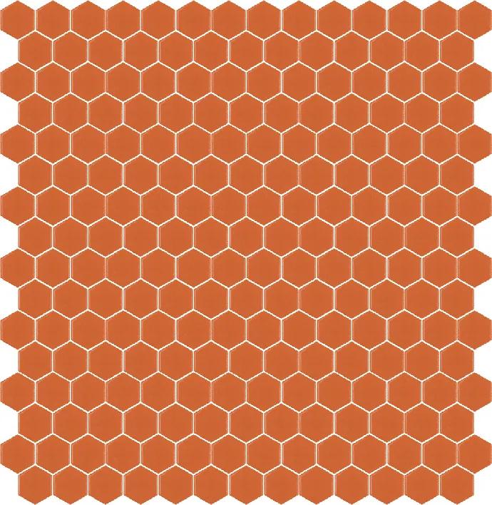 Hisbalit Skleněná mozaika oranžová Mozaika 304C SATINATO hexagony 2,3x2,6 (33,33x33,33) cm - HEX304CLH
