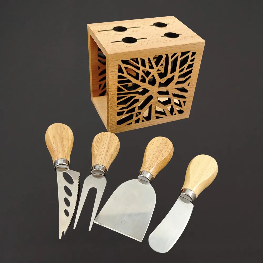 AMADEA Dřevěný sýrový set větvičky, masivní dřevo, 15,5 cm
