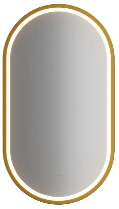 COMAD Koupelnové zrcadlo - APOLLO 2, 90 x 50 cm, LED osvětlení, zlatá