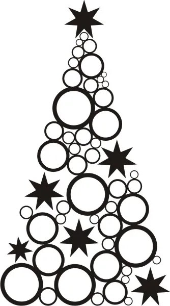 WALLVINIL Samolepky na zeď - Vánoční strom modern Barva: Černá, Velikost: 80x44 cm
