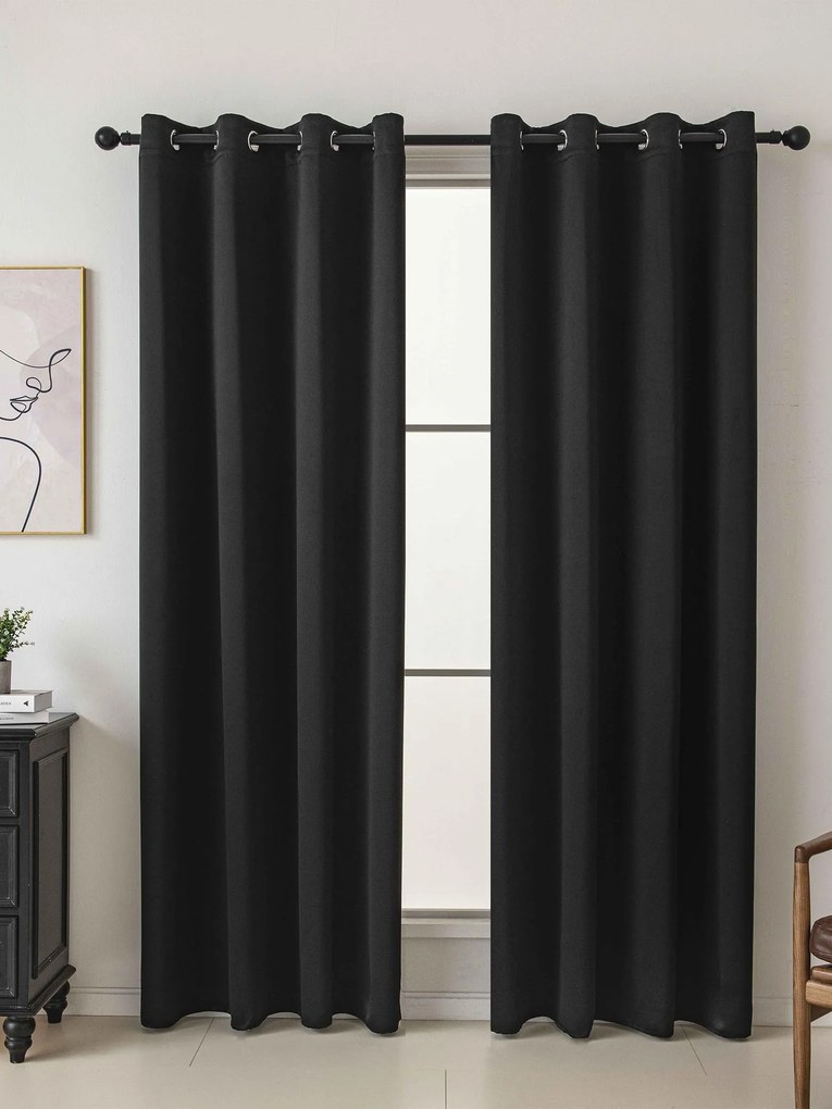 MK Lůžkoviny Blackout závěsy Elias černá – 140 × 250 cm (2 ks) - kroužky