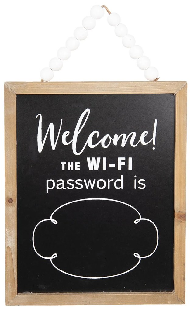 Nástěnná dřevěná cedule na heslo Wifi - 25*2*26 cm