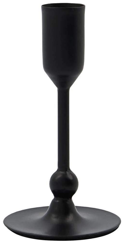 House Doctor Kovový svícen Folk Black 12 cm, černá barva, kov