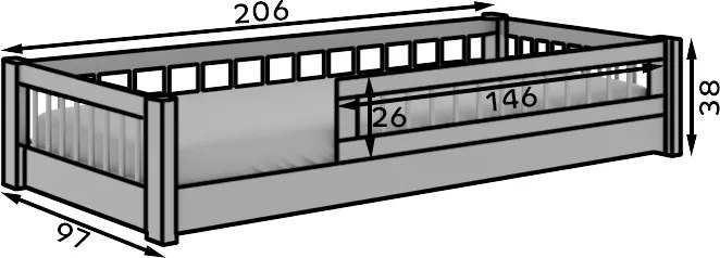 ADRK Furniture Dětská postel Dori s matrací