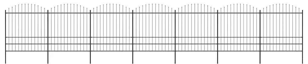Zahradní plot s kopím nahoře ocelový 1172 x 200 cm černý 277754