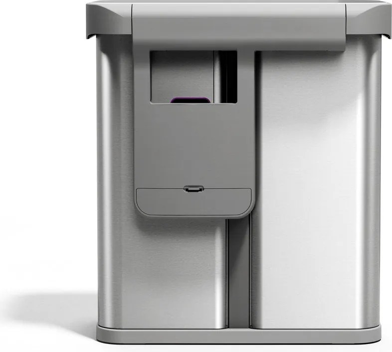 Ocelový odpadkový koš 34+24 l na tříděný odpad/bezdotykový ve stříbrné barvě Dual Sensor – simplehuman