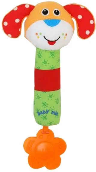 Dětská pískací plyšová hračka s chrastítkem Baby Mix pejsek