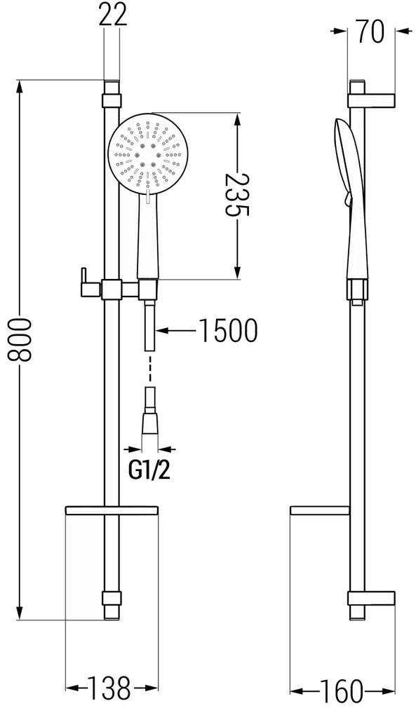 Mexen sprchový set DQ67, černý, 785674581-70