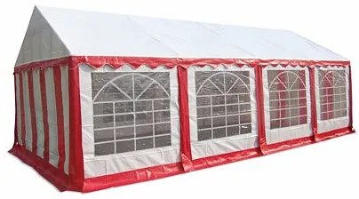 Párty stan 4x8 m - PVC Standard Ohnivzdorný Barva: Červeno-bílá