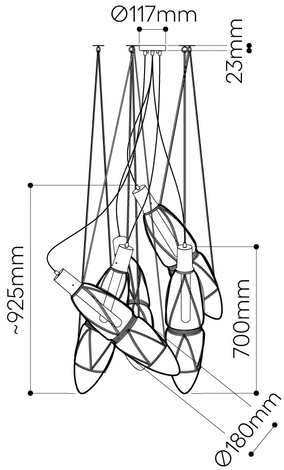 Bomma Shibari skleněné závěsné svítidlo Baldachýn: Single