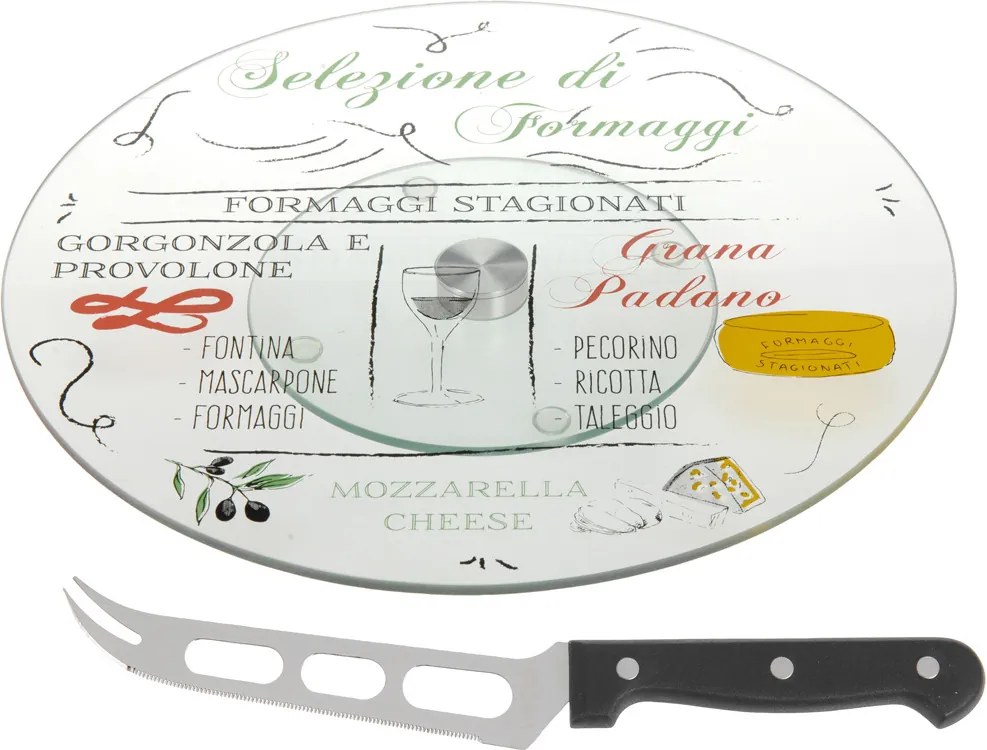 Otočný podnos pro servírování sýrů + nůž