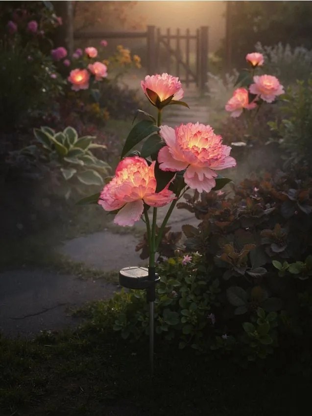 Sinsay - Solární zahradní světlo ve tvaru květů - pastelová růžová