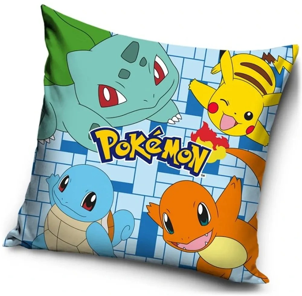 Dekorační polštář Pokémoni - motiv Pikachu a jeho přátelé - 40 x 40 cm