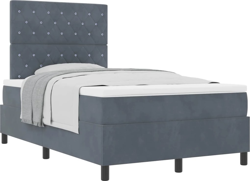 Postel s boxspringem s matrací Tmavě šedá 120 x 190 cm samet 3339753