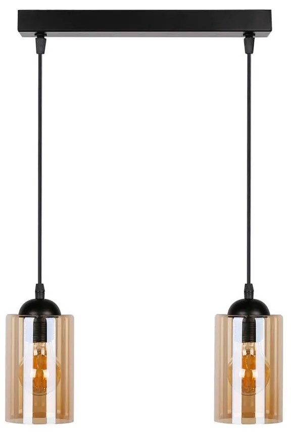 Černé závěsné svítidlo se skleněným stínidlem 10x34 cm Bistro – Candellux Lighting