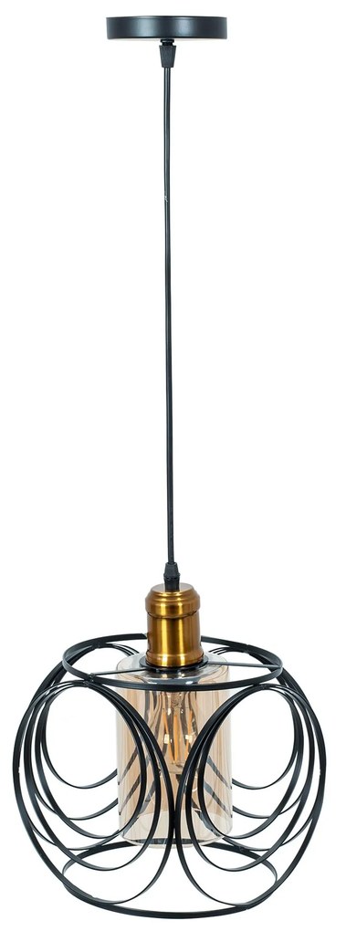 Toolight, závěsné svítidlo 1xE27 APP1127-1CP, černá-zlatá, OSW-40001