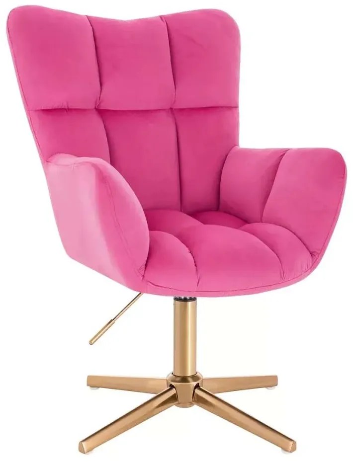 LuxuryForm DESIGN Otočné křeslo AURORA VELUR na zlatém kříži - tmavě růžové