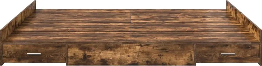 Rám postele s úložným prostorem s čelo Kouřový dub 200 x 200 cm 3335265