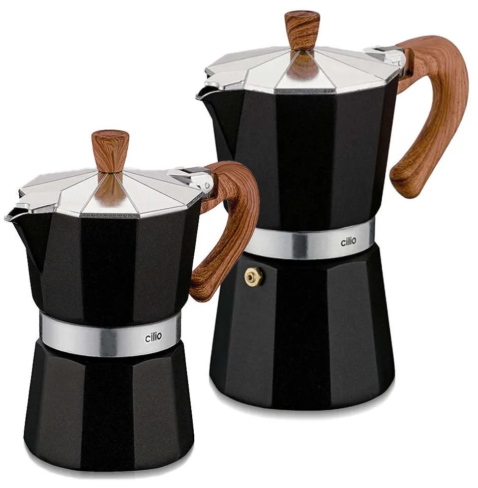 Cilio CLASSICO NATURA Kávovar espressa na 3 šálky - 150 ml černá