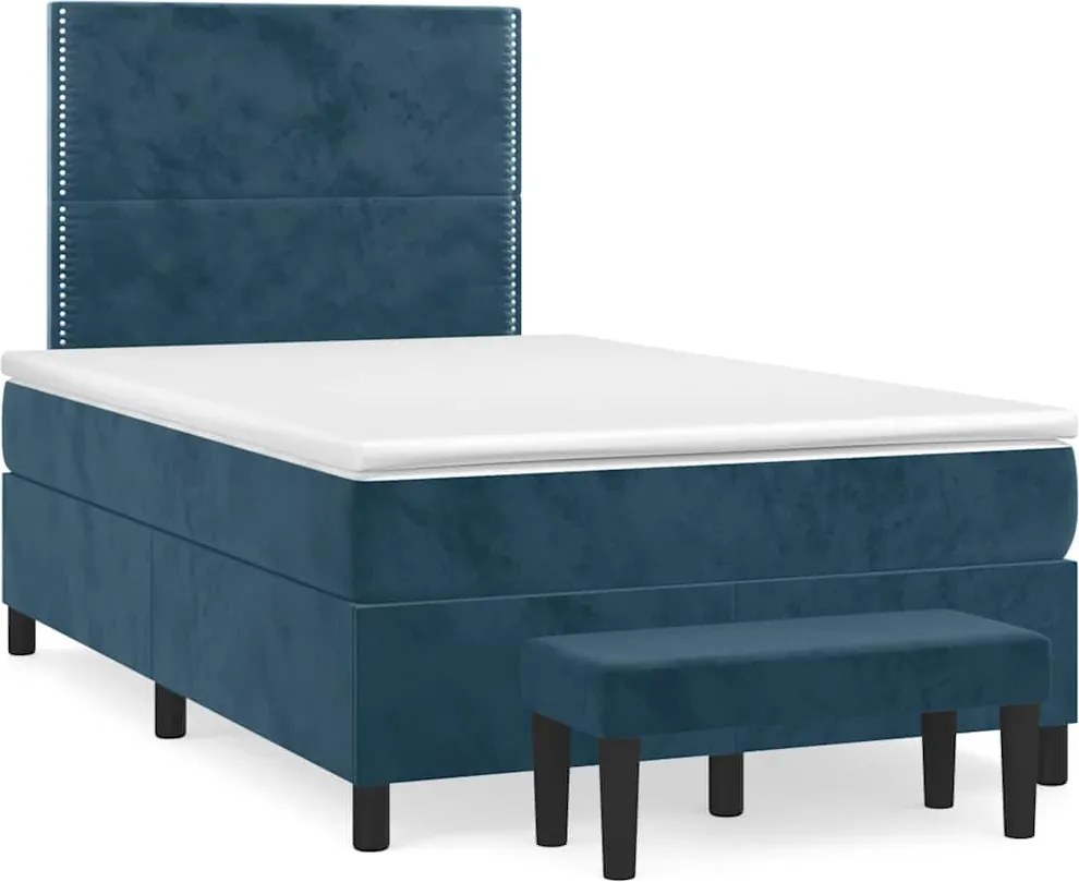 Box spring postel s matrací tmavě modrá 120 x 200 cm samet 3137777